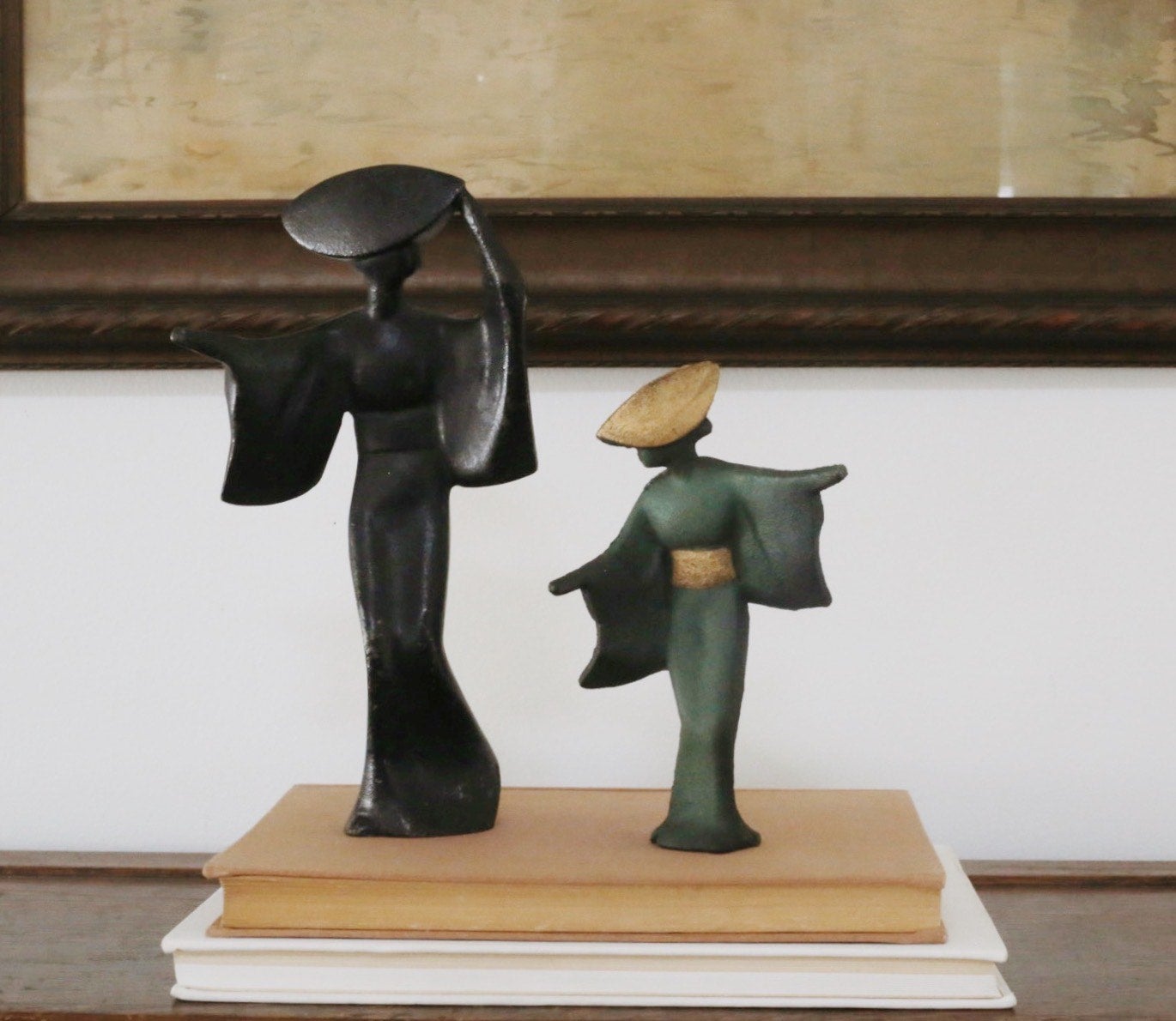 Large Cast Iron Japanese Dancing Geisha Sculptures | CKD HOME